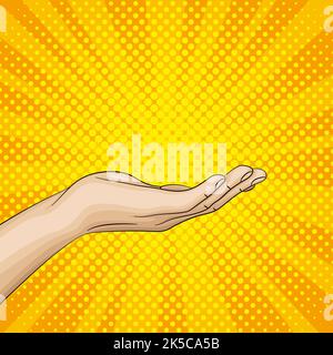 Hand turned the palm upward, open hand. Isolated on white background ...
