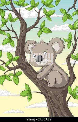 Cut koala on a tree with clouds in background Stock Photo - Alamy