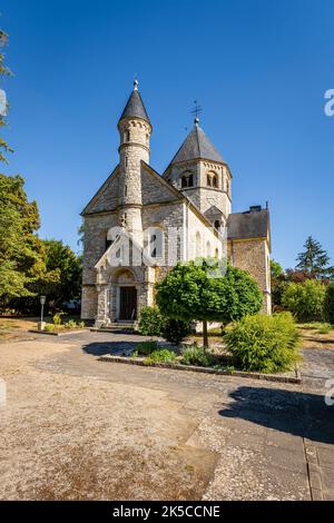 Protestant church in Groß-Winternheim, a neo-Romanesque hall building ...