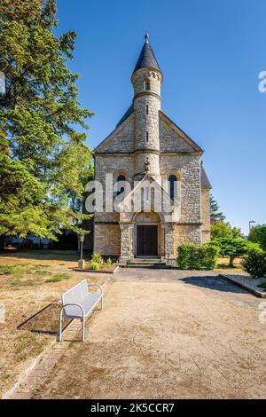 Protestant church in Groß-Winternheim, a neo-Romanesque hall building ...