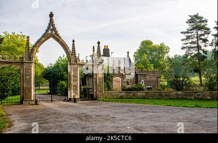 Gothic gates to Clytha house, Monmouthshire, Wales. UK Stock Photo - Alamy