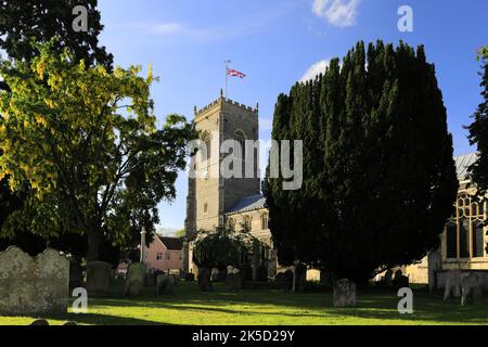 View of Saint Michaels church, Framlingham village, Suffolk County ...