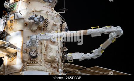 Roscosmos cosmonauts Oleg Artemyev and Denis Matveev are pictured ...