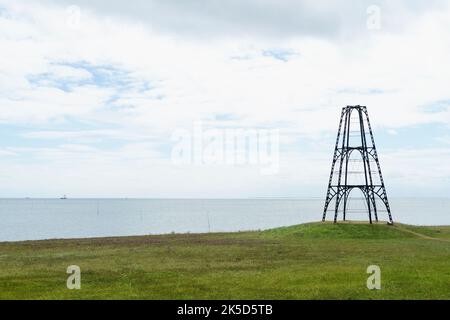 Netherlands, Texel, Oosterend, Ijzeren Kaap, beacon, bicycle junction ...