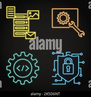 Software data processing, update and protection chalkboard icon set ...
