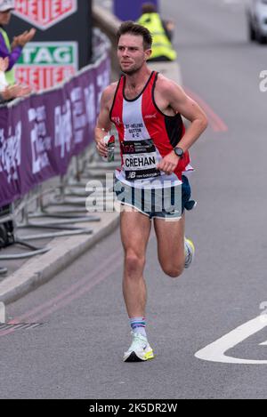 Matthew Crehan racing in the TCS London Marathon 2022 Elite Men's race ...