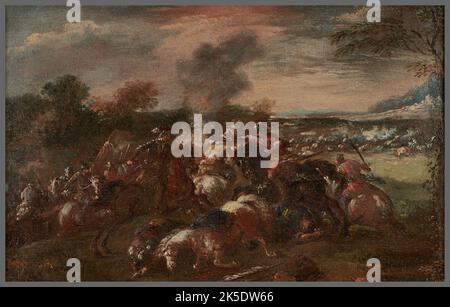 Bataille, 17th century. Battle scene, soldiers, riders, horses Stock ...