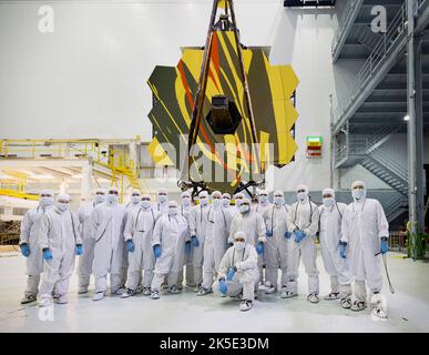 The James Webb Space Telescope is rotated into the vertical position in ...
