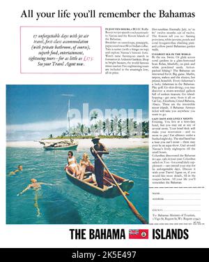 1965 British advertisement for holidays to the Bahamas Stock Photo - Alamy
