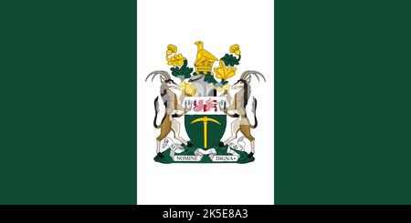 flag of Rhodesia 1968 1979, africa at cloudy sky background, panoramic ...