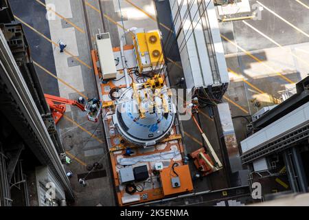 The CST-100 Starliner was lifted at the Vertical Integration Facility ...