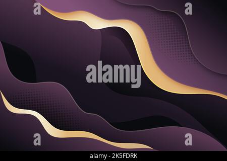 Luxury black overlap layers background with gold line effect. Realistic ...