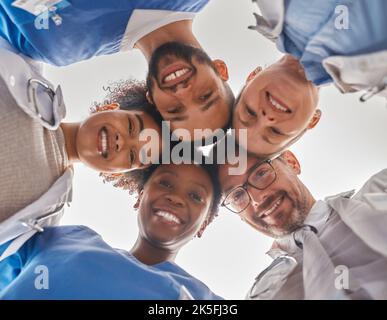 Medical Team Huddle And Staff Group Unity Stock Photo - Alamy