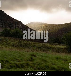 Field at Aber falls waterfall in the northern foothills of the ...