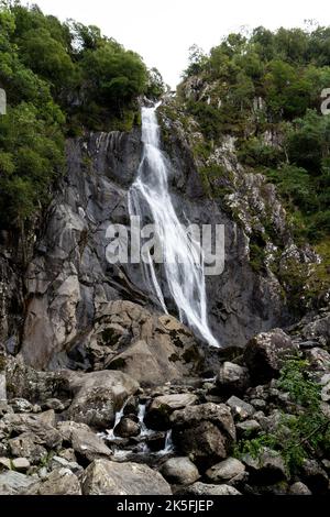 Aber falls waterfall in the northern foothills of the Carneddau. Afon ...