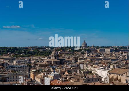 Panoramic aerial view of Rome's historic cityscape with terracotta ...