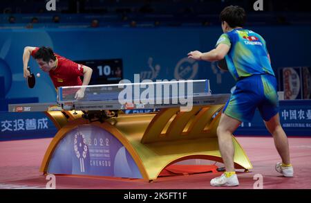 CHENGDU, CHINA - OCTOBER 8, 2022 - Tomokazu Harimoto of Japan competes ...
