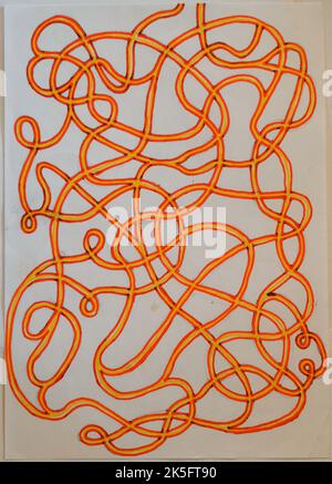 Colorful sketch with maze pattern, designed with pens and markers ...