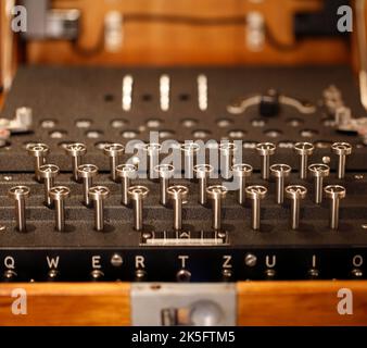 Typing keys on an Enigma Cipher machine Stock Photo - Alamy