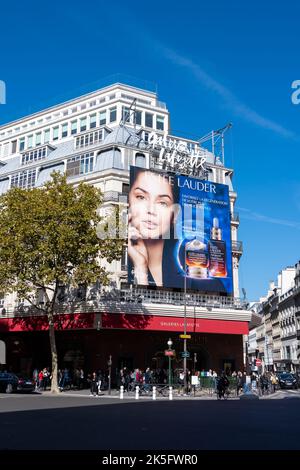 Advertising in Paris, France: Estée Lauder billboard on the Galeries ...