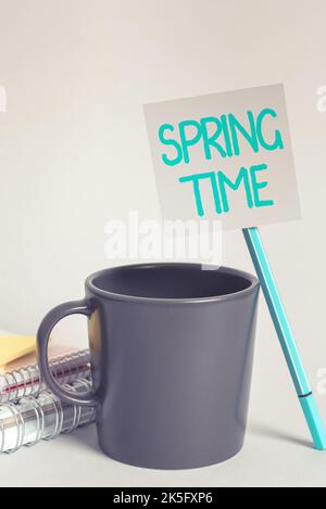 Text caption presenting Spring Time, Business approach temperate season ...