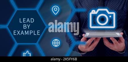 Text caption presenting Lead By Example, Concept meaning Be a mentor ...