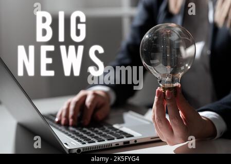 Inspiration showing sign Big News. Business concept knowing actions no ...