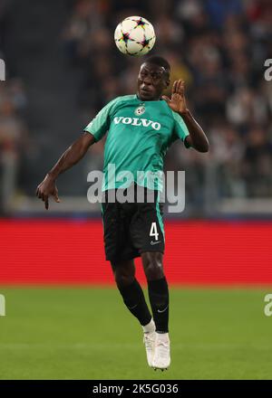 Turin, Italy . October 5, 2022, Ali Mohamed of Maccabi Haifa controls ...