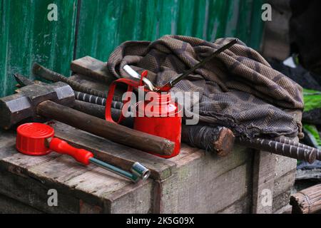 Local Puncture Repair Shop on the streets of the west bengal, Repair ...