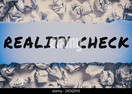 Text sign showing Reality Check Ahead. Conceptual photo Unveil truth ...
