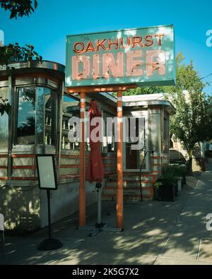 Oakhurst Diner vintage neon sign at night, Millerton, New York Stock ...