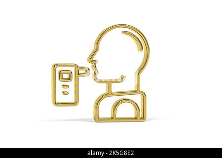 Golden 3d breathalyzer icon isolated on white background - 3D render ...