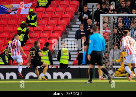 Ben Wilmot of Stoke City scores a goal to make it 1-0 during the Sky ...