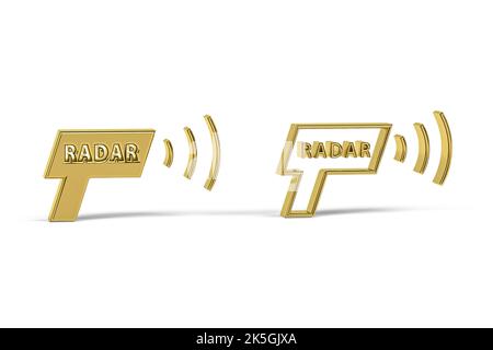 Golden 3d speed radar icon isolated on white background - 3D render ...