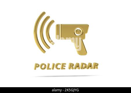 Golden 3d speed radar icon isolated on white background - 3D render ...