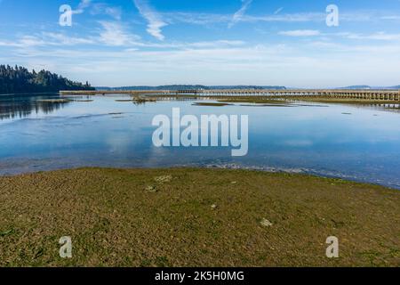 Calm water at the Nisqually Wetlands in Washington State Stock Photo ...