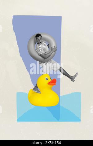 Yellow pool float, ring floating in a refreshing blue swimming pool. 3d ...