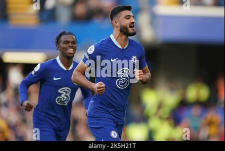 Chelsea's Armando Broja celebrates scoring their side's third goal of ...