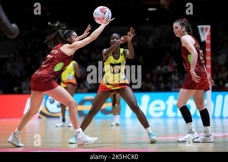 England's Ellie Rattu in action during the Vitality Netball ...
