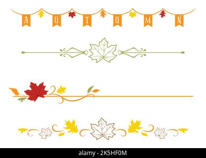 A set of Autumn leaves themed divider lines Stock Vector Image & Art ...