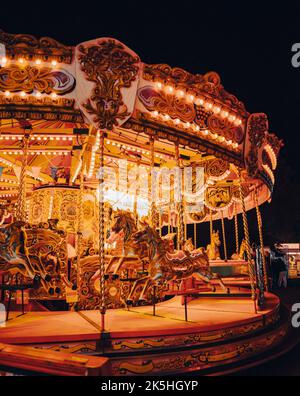 Funfair, Barnstaple, Devon UK September 12th 2022, Carousel at Public ...