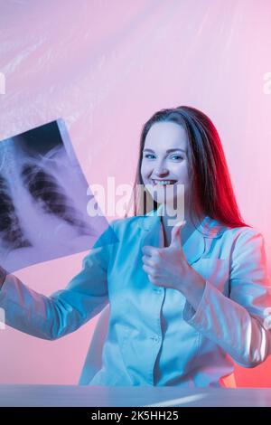 Film x ray or radiograph of a normal adult cervical vertebrae and left ...