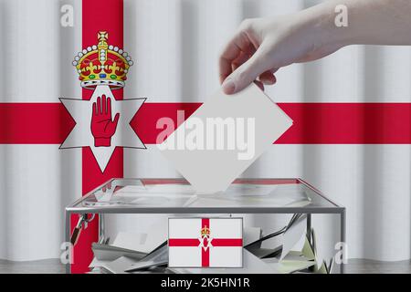 Ireland flag, hand dropping ballot card into a box - voting, election ...