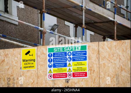 Hazard information board on a construction site health and safety ...