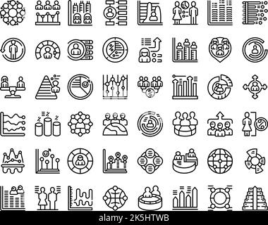 Population growth icons set outline vector. Population ability. Area ...
