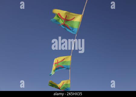 Amazigh flags seen in the mountainous city of Yafran Stock Photo - Alamy