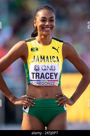 Adelle Tracey of Jamaica competing in the women’s 800m heat 3 on day ...