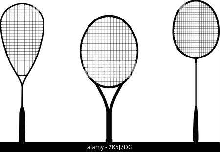 Silhouette rackets, with tennis racket, squash racket, ping pong racket ...