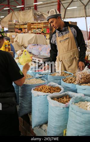 Kashk dried cheese (aka Kurut) stall, Osh Bazaar, Chui Prospect ...
