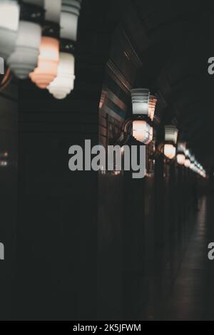 Dimly lit scene from the Moscow Metro, Russia Stock Photo - Alamy